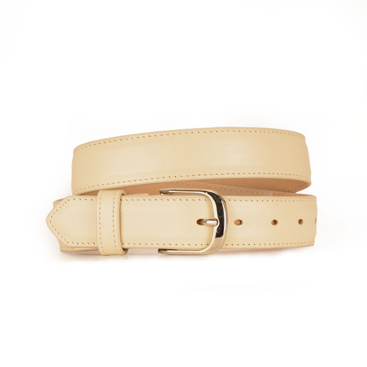 Women's Leather Belt in Cream